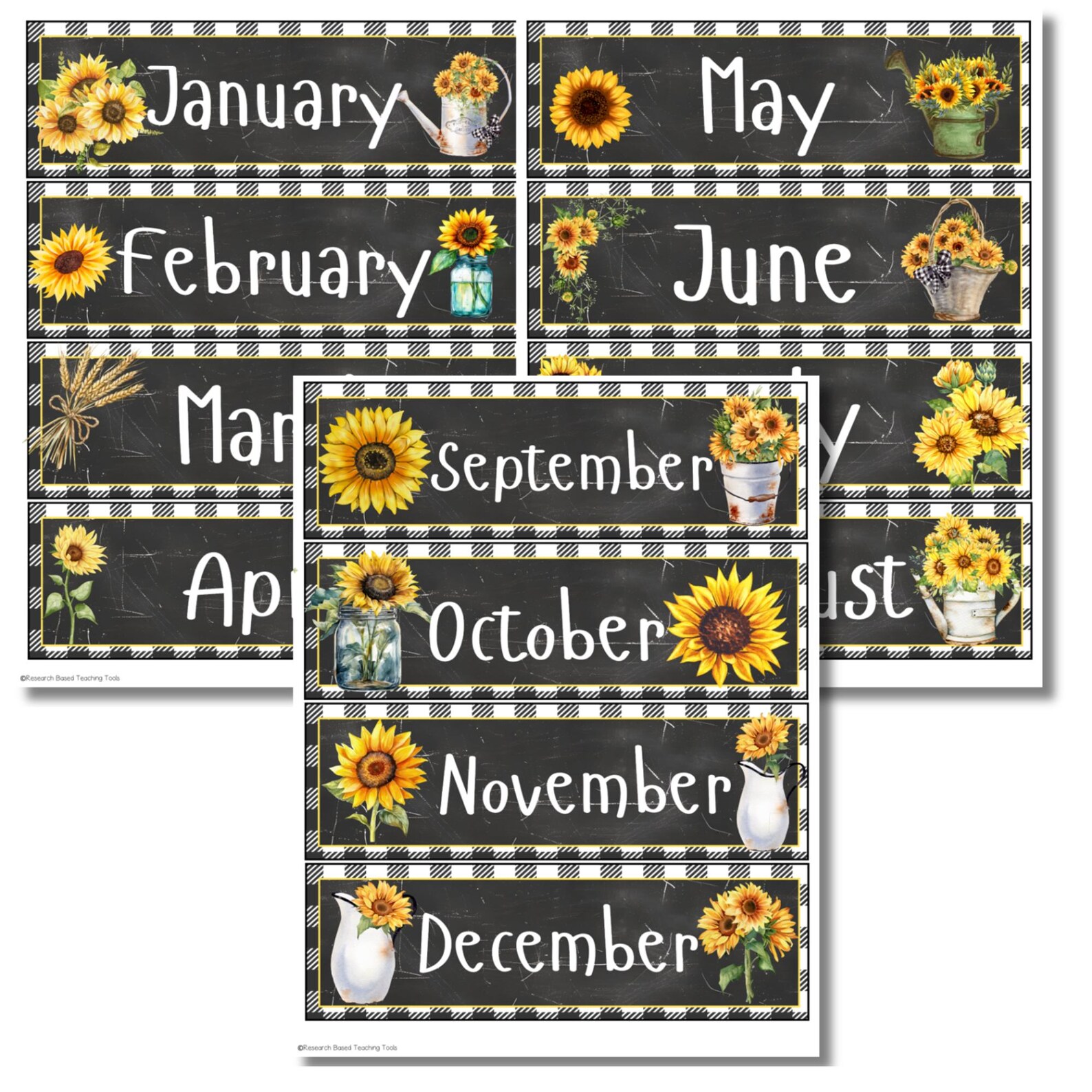 Sunflower Classroom Decor Set: Calendar, Birthday Chart, Weather ...