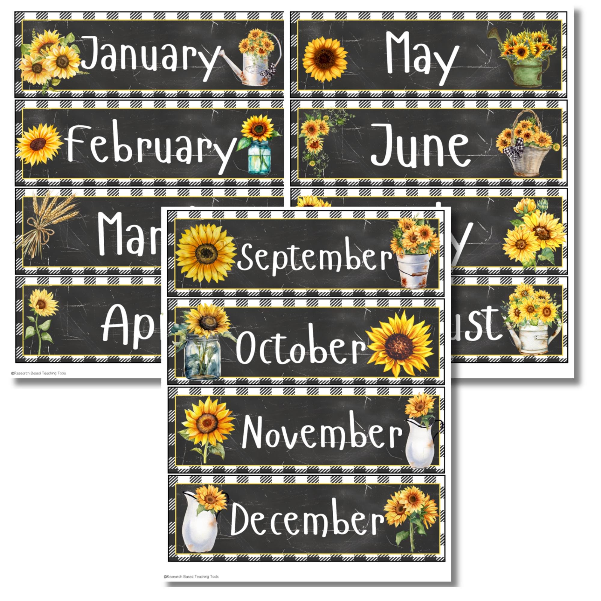 Sunflower Classroom Decor Set: Calendar, Birthday Chart, Weather ...