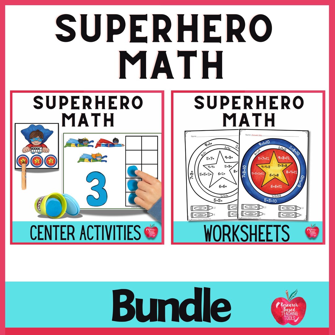 K-2 Superhero Math Bundle: Addition, Subtraction & Ten Frame Activities ...