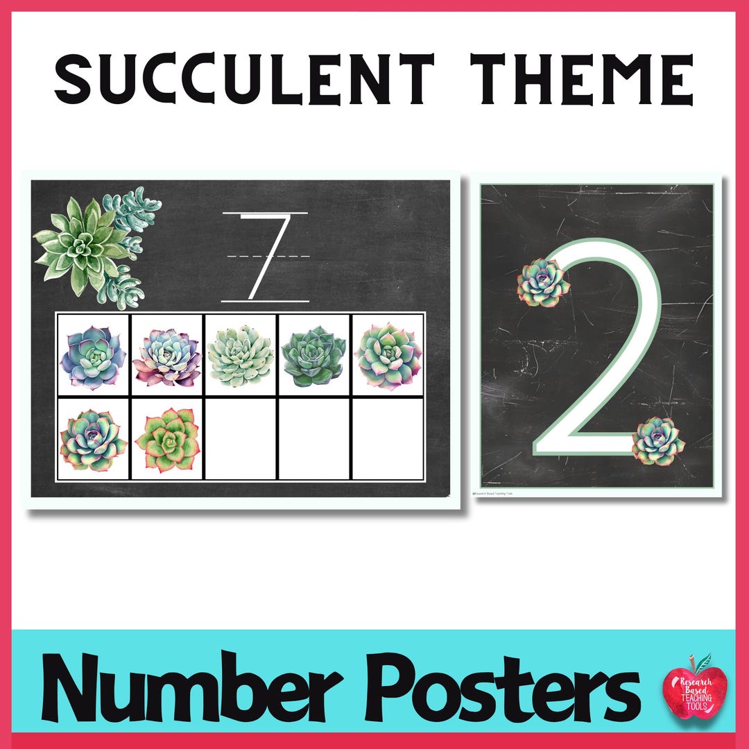 Chalkboard Succulent Number Posters: Ten Frame, Skip Counting, Math ...