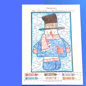 Winter-themed Multiplication Color-by-number Worksheets: Elementary ...