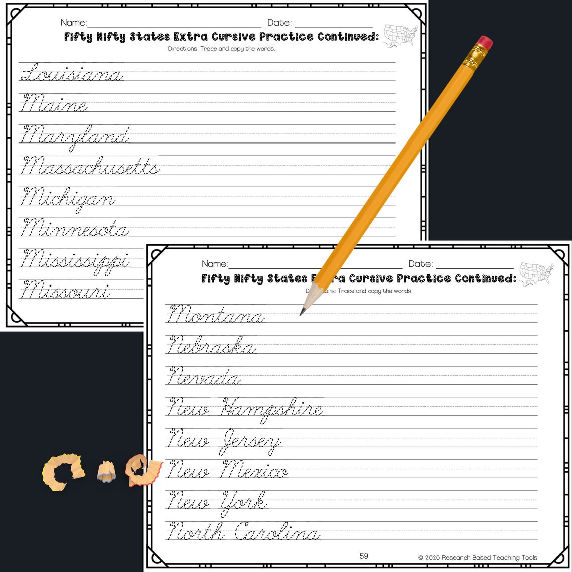 Cursive Writing Practice Worksheet Printable Workbook Script Tracing ...