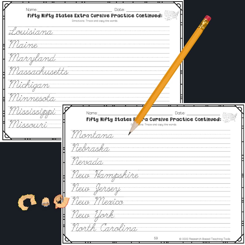 Cursive Writing Practice Worksheet Printable Workbook Script - Etsy