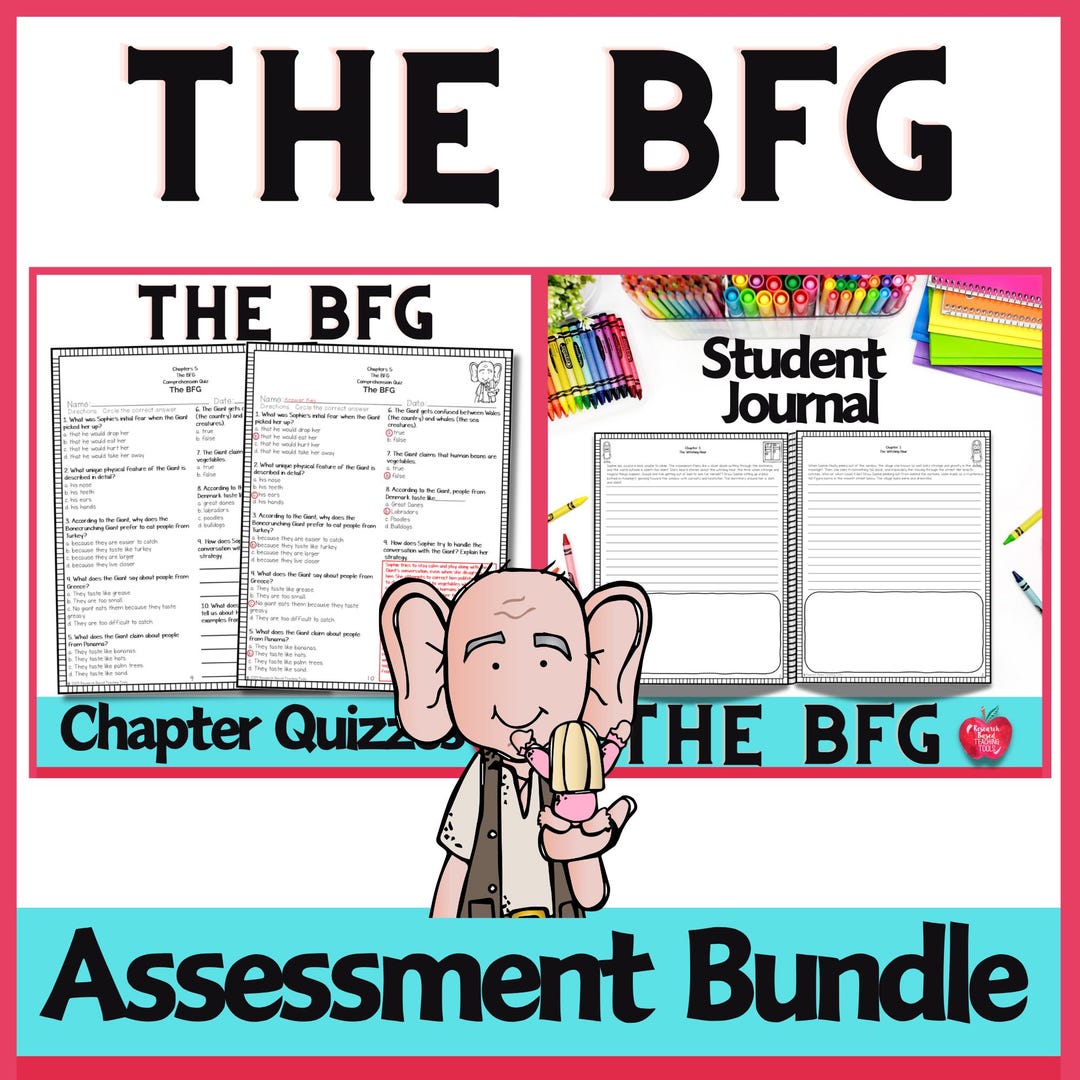BFG Novel Study: Roald Dahl Comprehension Guide, Reading Journal ...