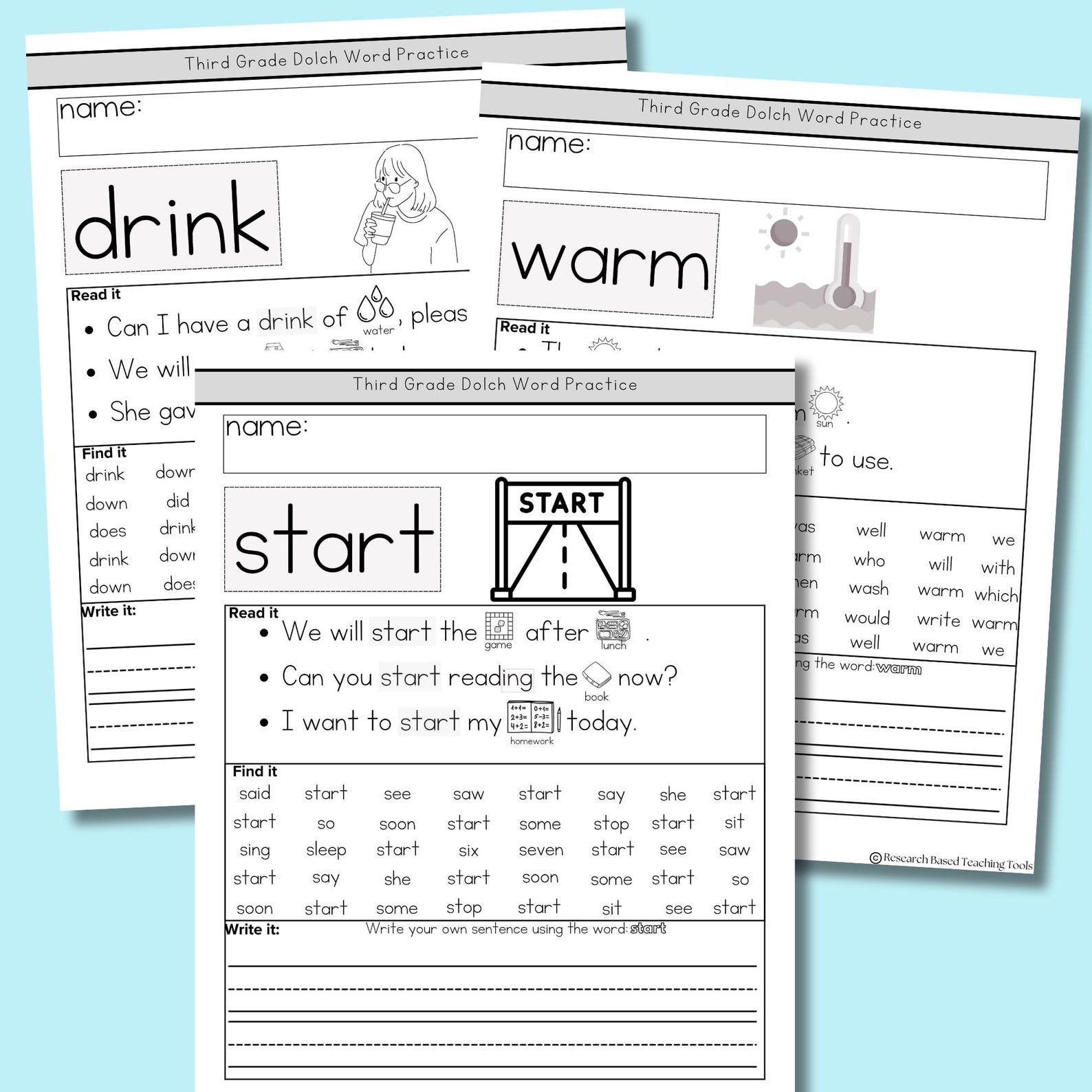 Grade 3 Dolch Sight Words: Fluency & Comprehension Worksheets for ...