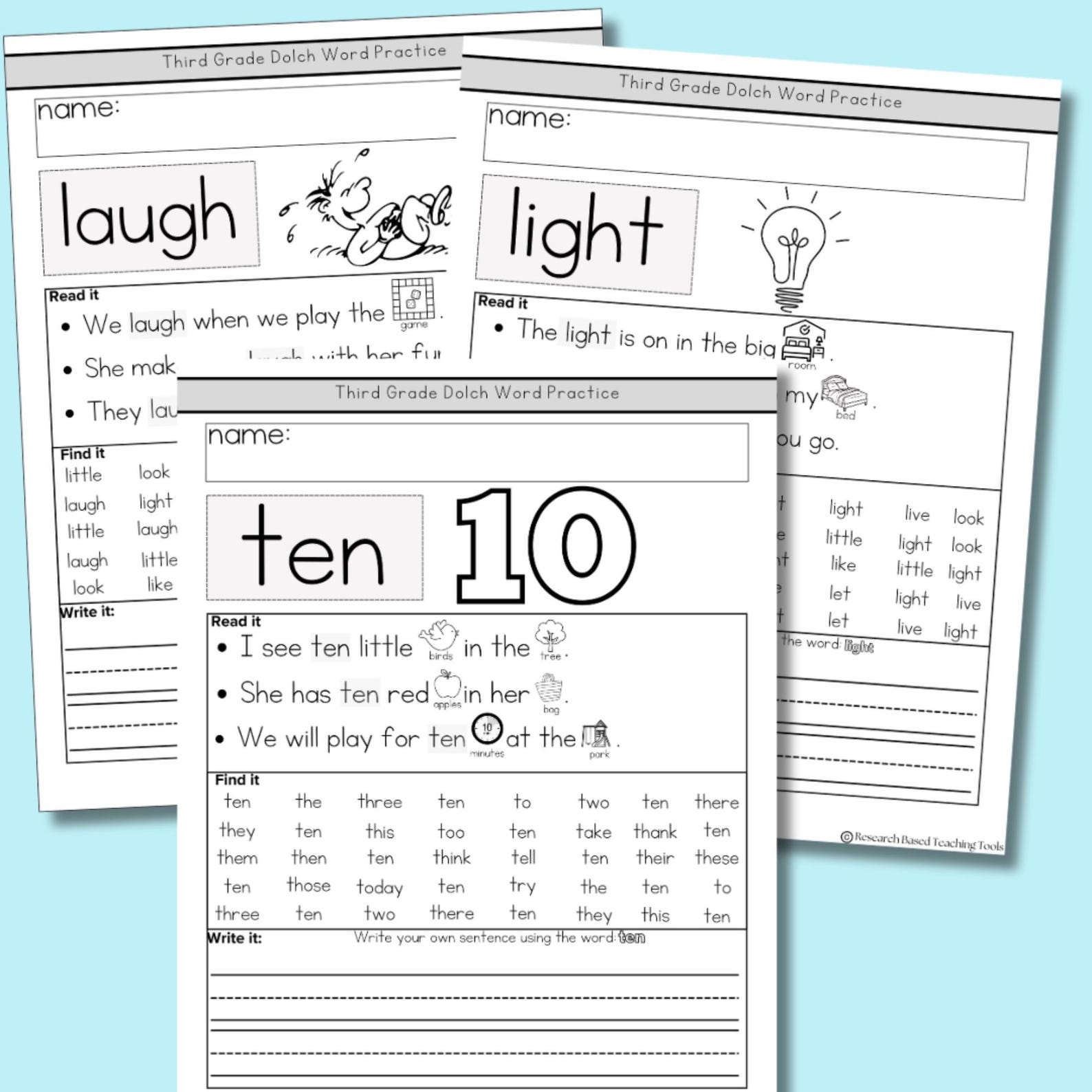 Prek-3rd Grade Dolch Sight Word Worksheets: Printable Bundle for ...