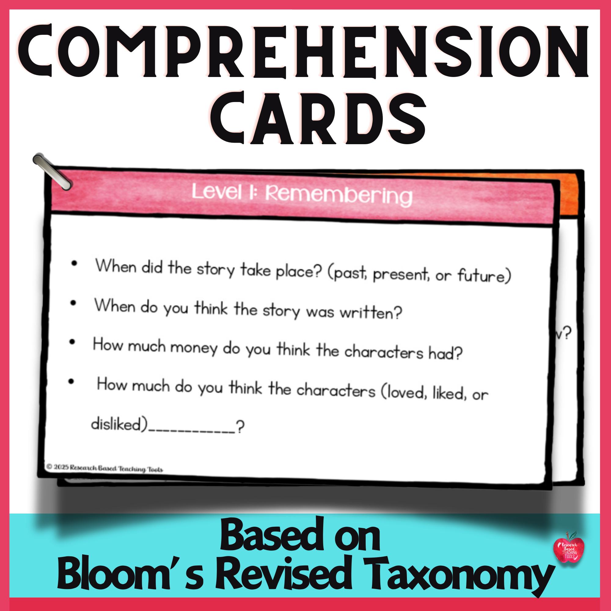Bloom's Taxonomy Reading Comprehension Cards: Critical Thinking ...