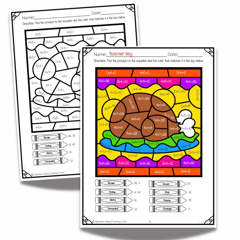 Thanksgiving Multiplication Color by Number: Holiday Math Worksheets ...