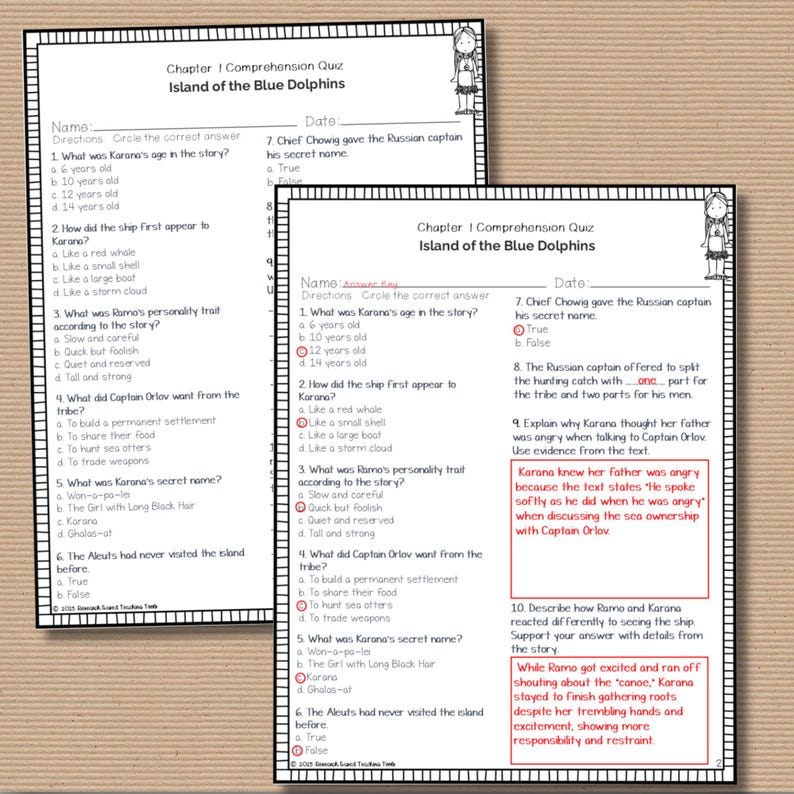 Island of the Blue Dolphins Chapter Quizzes | Reading Comprehension ...