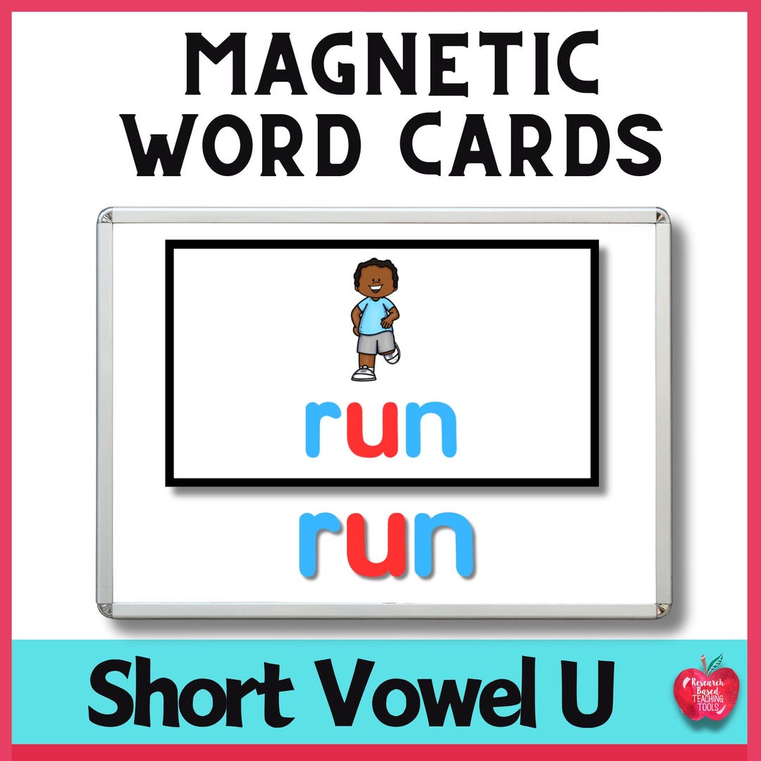 Short Vowel U CVC Word Cards | Phonics Centers Kindergarten Literacy ...