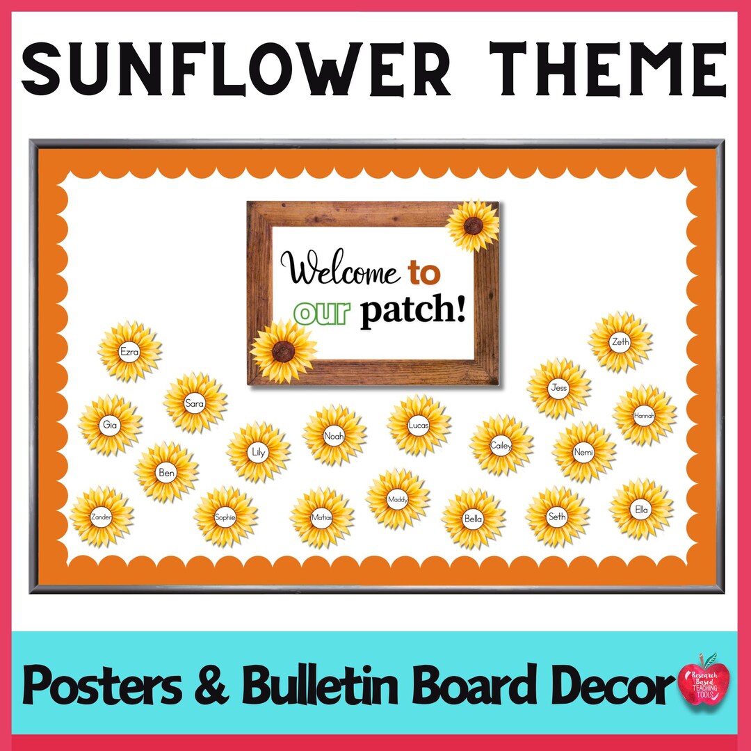 Sunflower Classroom Decor Set: Bulletin Board Posters, Borders, Letters ...