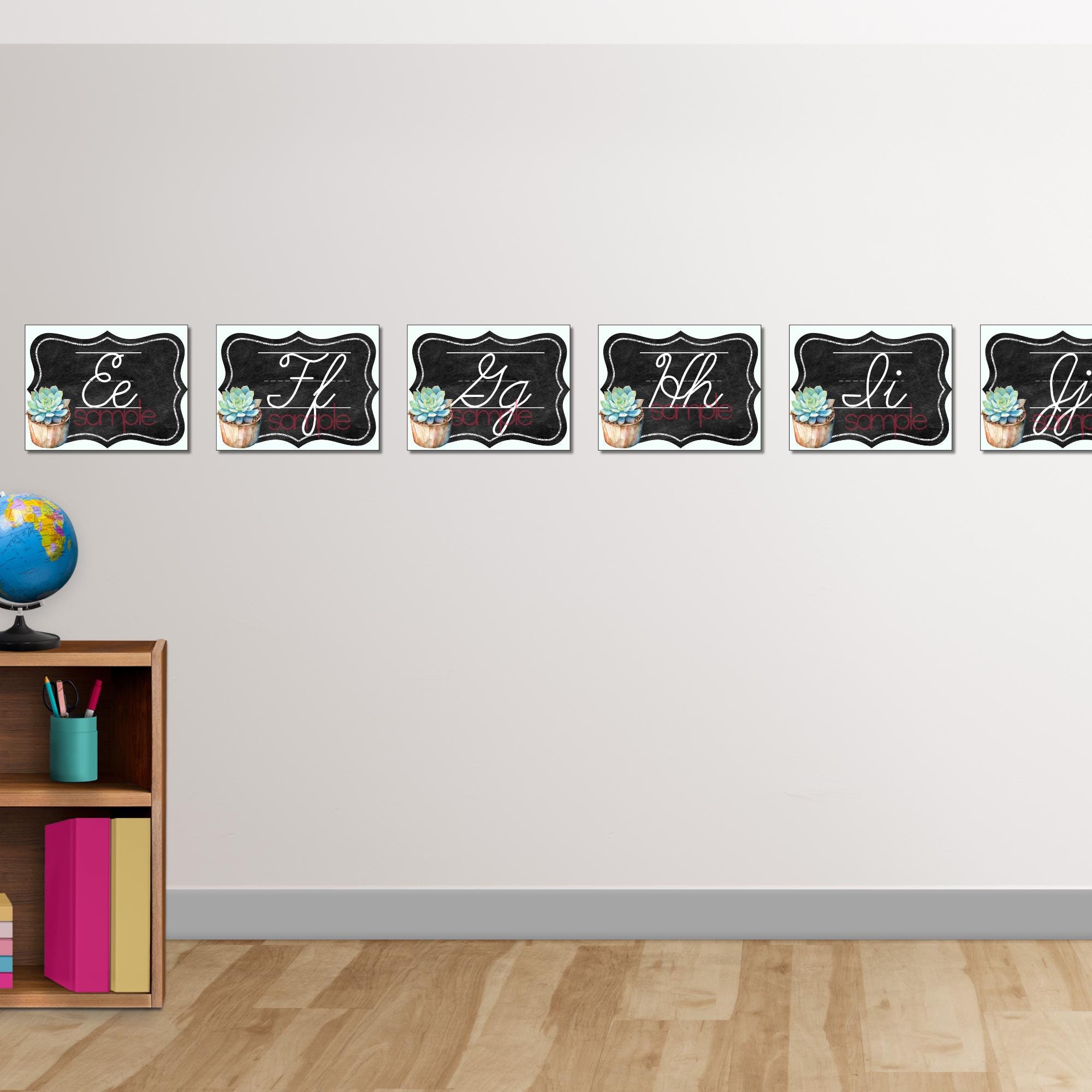 Succulent Cursive Alphabet Posters: Full-page Chalkboard Letters for ...