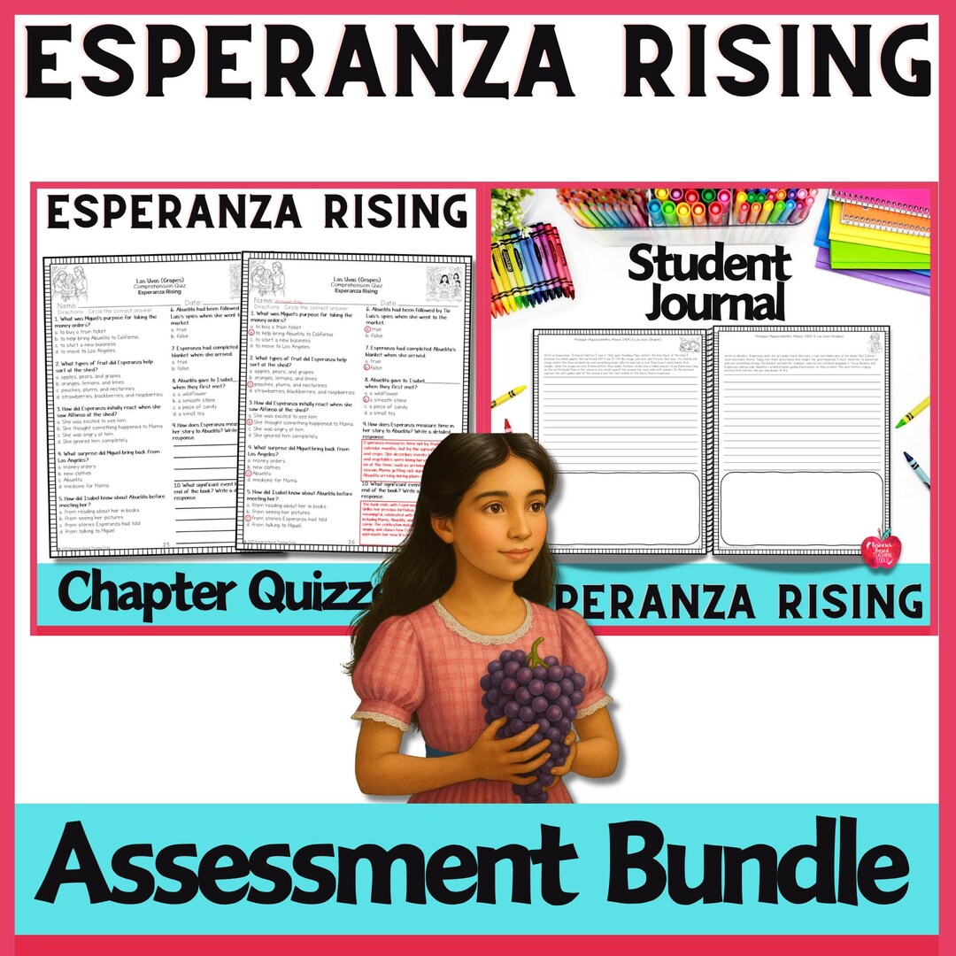 Esperanza Rising Assessment Bundle | Chapter Quizzes & Journal Prompts ...