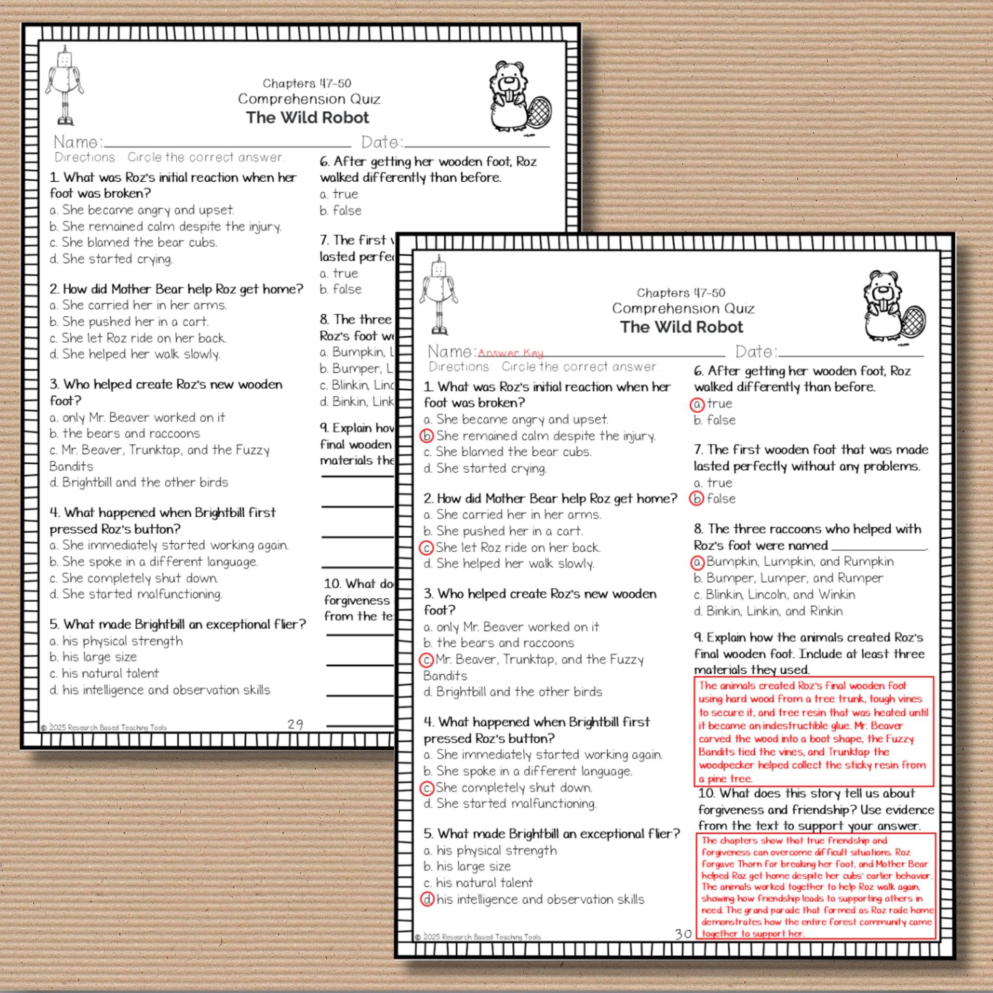 The Wild Robot Chapter Quizzes: Comprehension, Study Guide, Homeschool ...