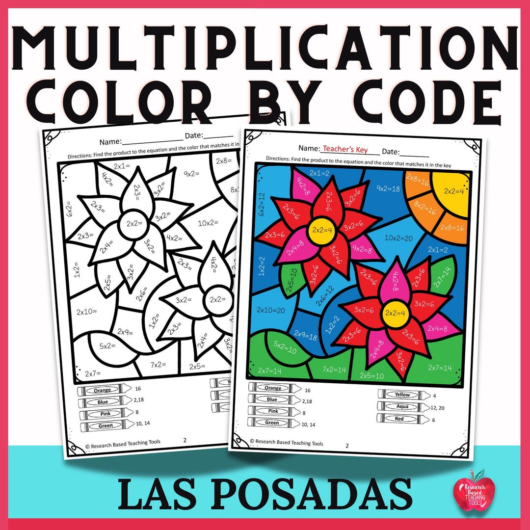 Las Posadas Multiplication Color-by-code: Christmas Math Worksheets for ...