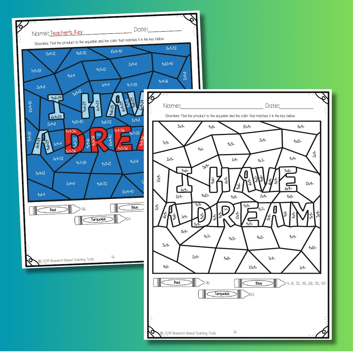 MLK Jr. Multiplication Color-by-number: Educational Math Worksheets for ...