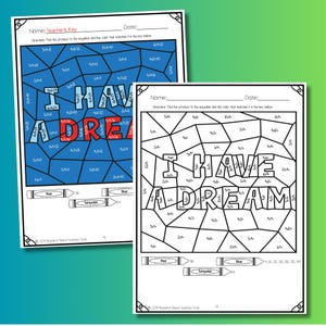 MLK Jr. Multiplication Color-by-number: Educational Math Worksheets for ...