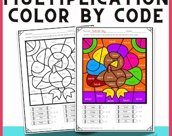 Thanksgiving Multiplication Color by Number - Etsy