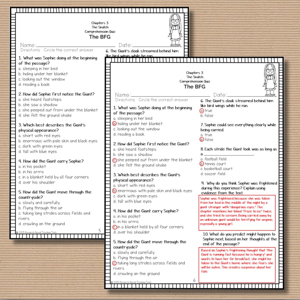 BFG Chapter Quizzes: Roald Dahl's Novel Comprehension Assessment With ...