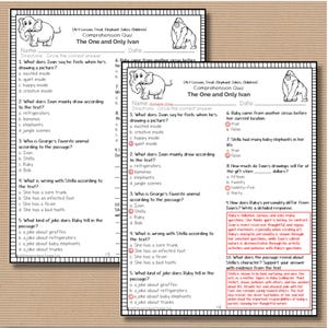 The One and Only Ivan Assessment Bundle | Quizzes & Writing Journal - Etsy