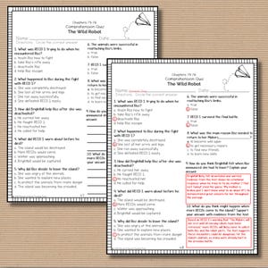 The Wild Robot Chapter Quizzes: Comprehension, Study Guide, Homeschool ...
