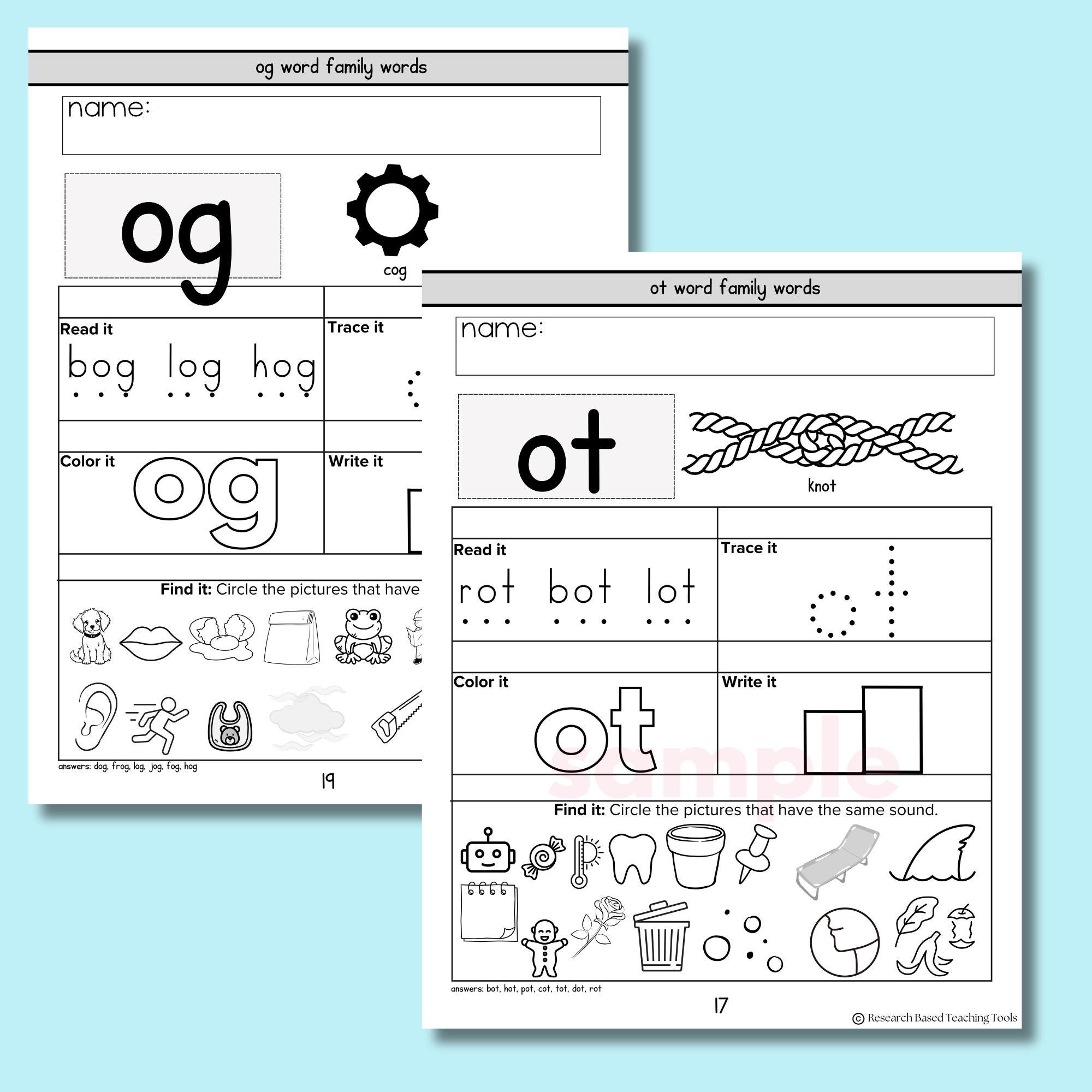 CVC Word Families Phonics Worksheets: Kindergarten & 1st Grade Reading ...