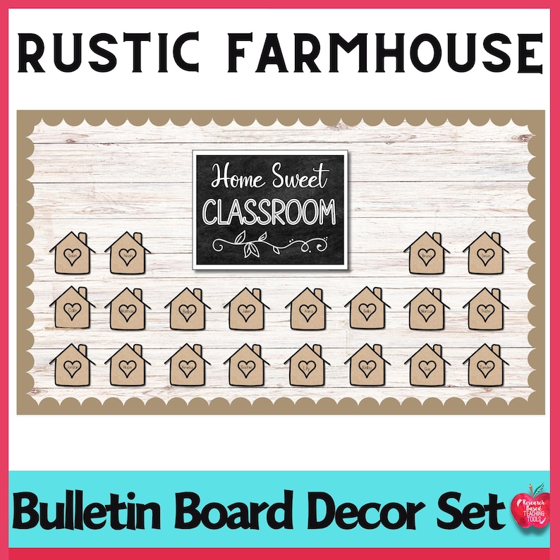 Rustic Farmhouse Classroom Decor Set: Bulletin Board Letters, Numbers ...