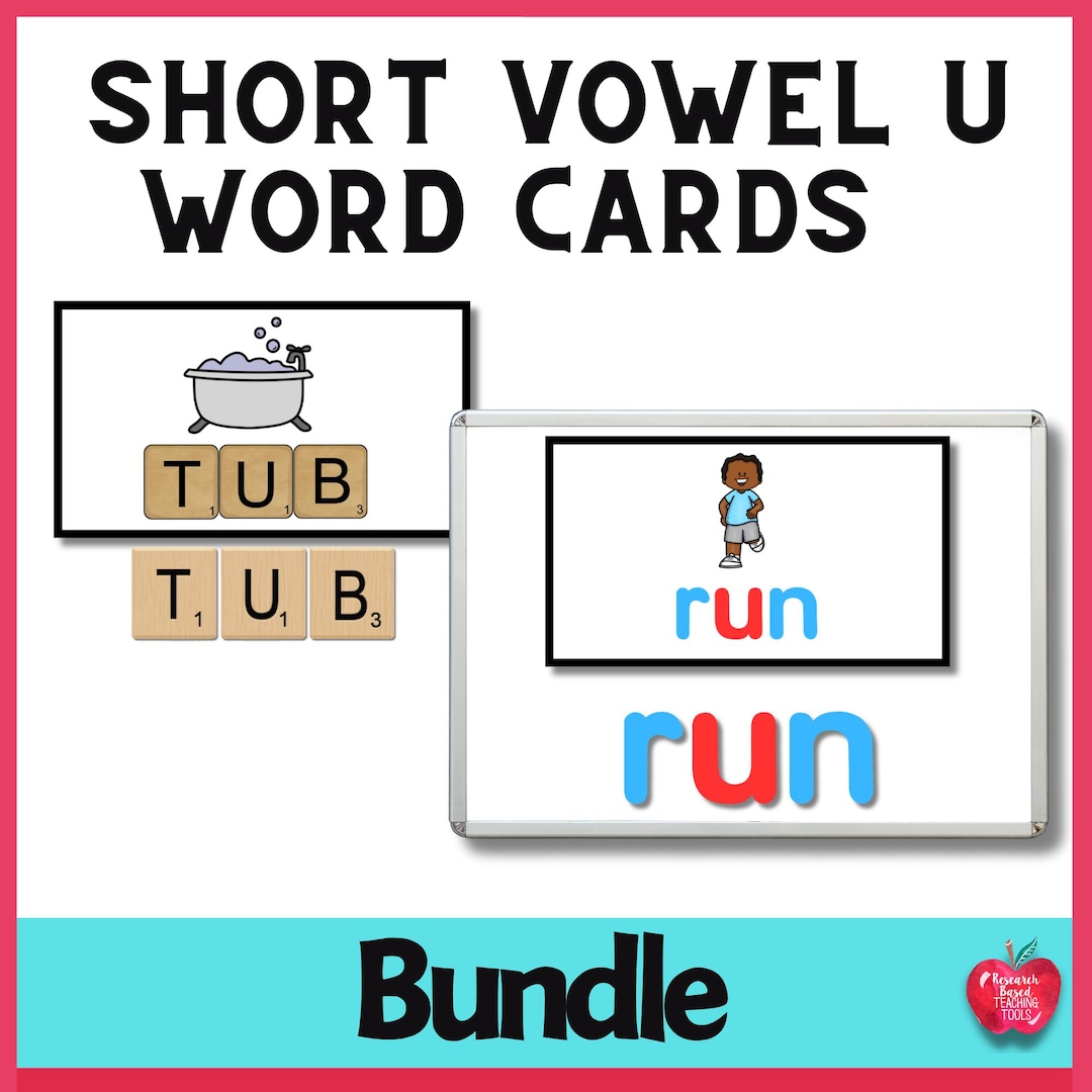 Short Vowel U CVC Word Cards & Letter Tiles Bundle | Phonics Centers ...