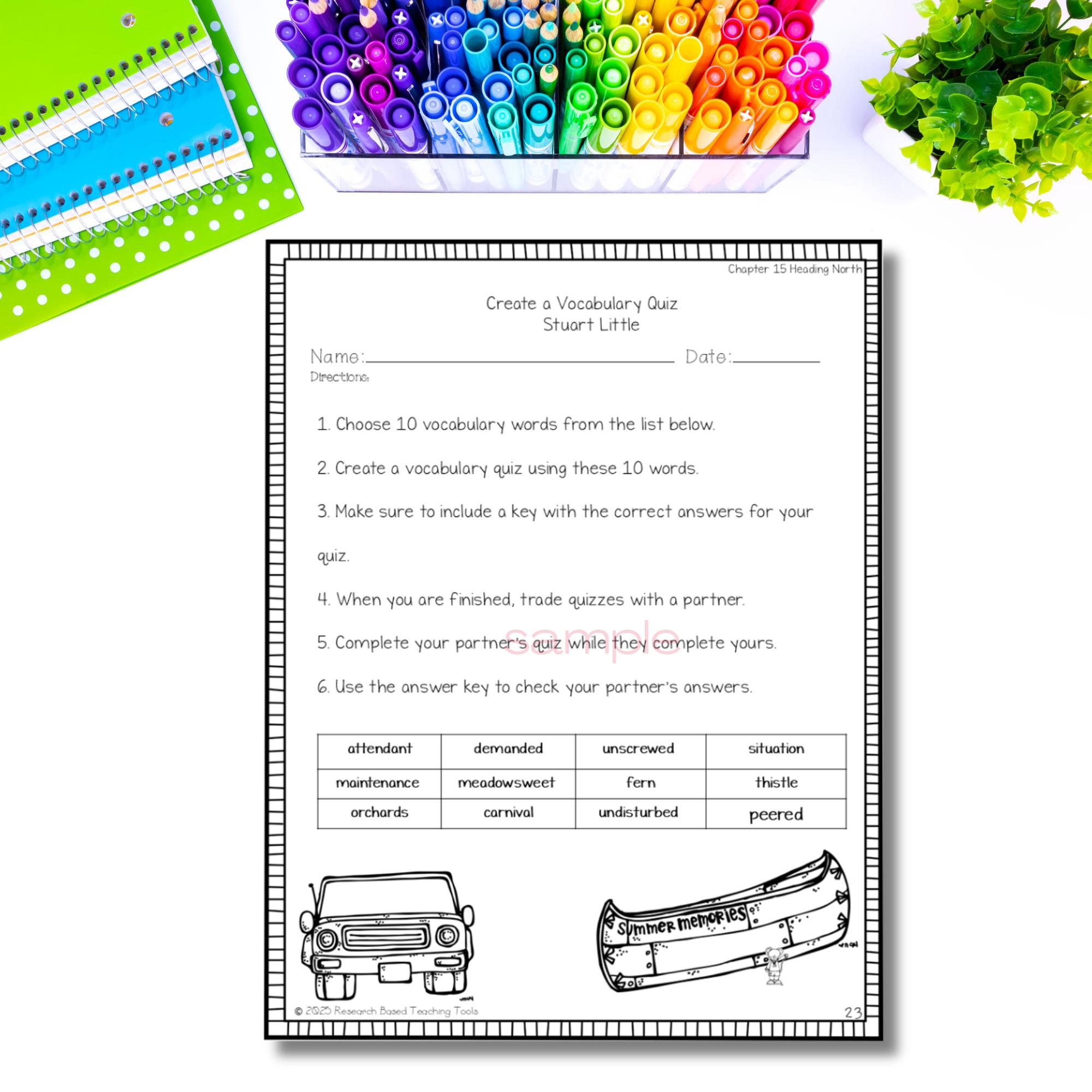Stuart Little Vocabulary Activities | Engaging Novel Study Word Work - Etsy