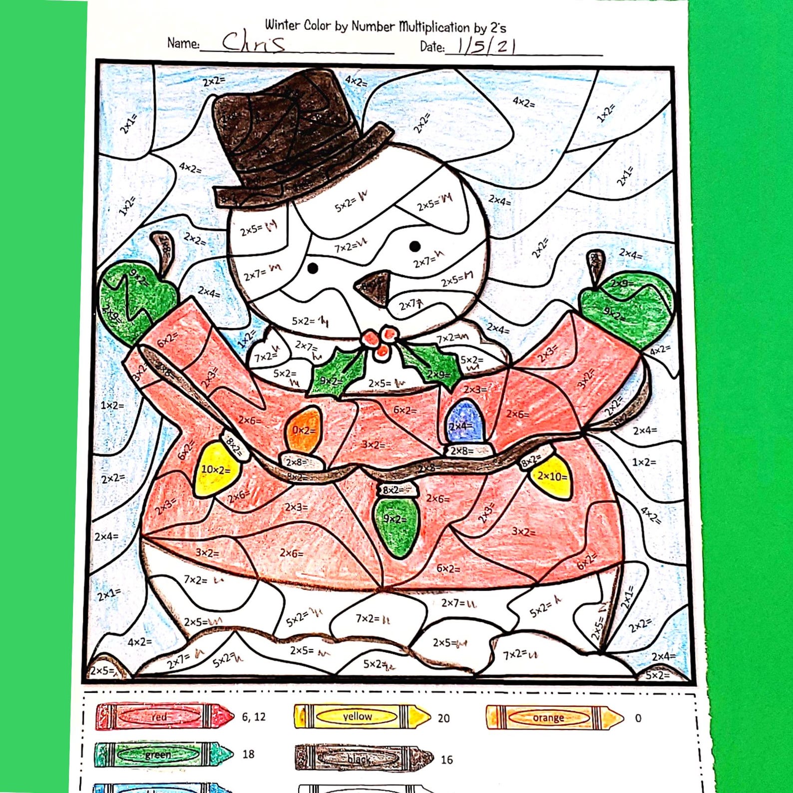 Winter-themed Multiplication Color-by-number Worksheets: Elementary ...