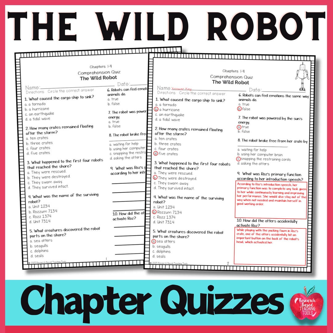 The Wild Robot Chapter Quizzes: Comprehension, Study Guide, Homeschool ...