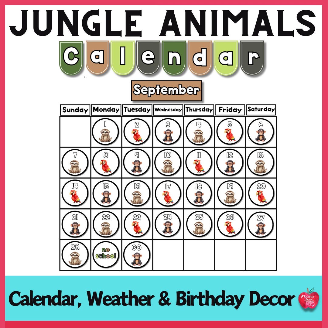 Jungle-themed Classroom Calendar, Hand Signal Posters & Decor ...