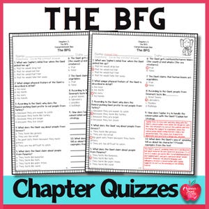 BFG Chapter Quizzes: Roald Dahl's Novel Comprehension Assessment With ...