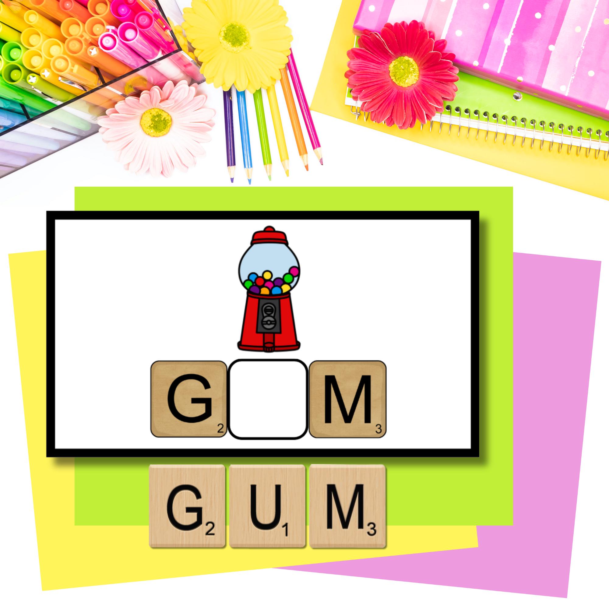 Short Vowel U CVC Word Building Cards | Letter Tile Phonics Activity ...