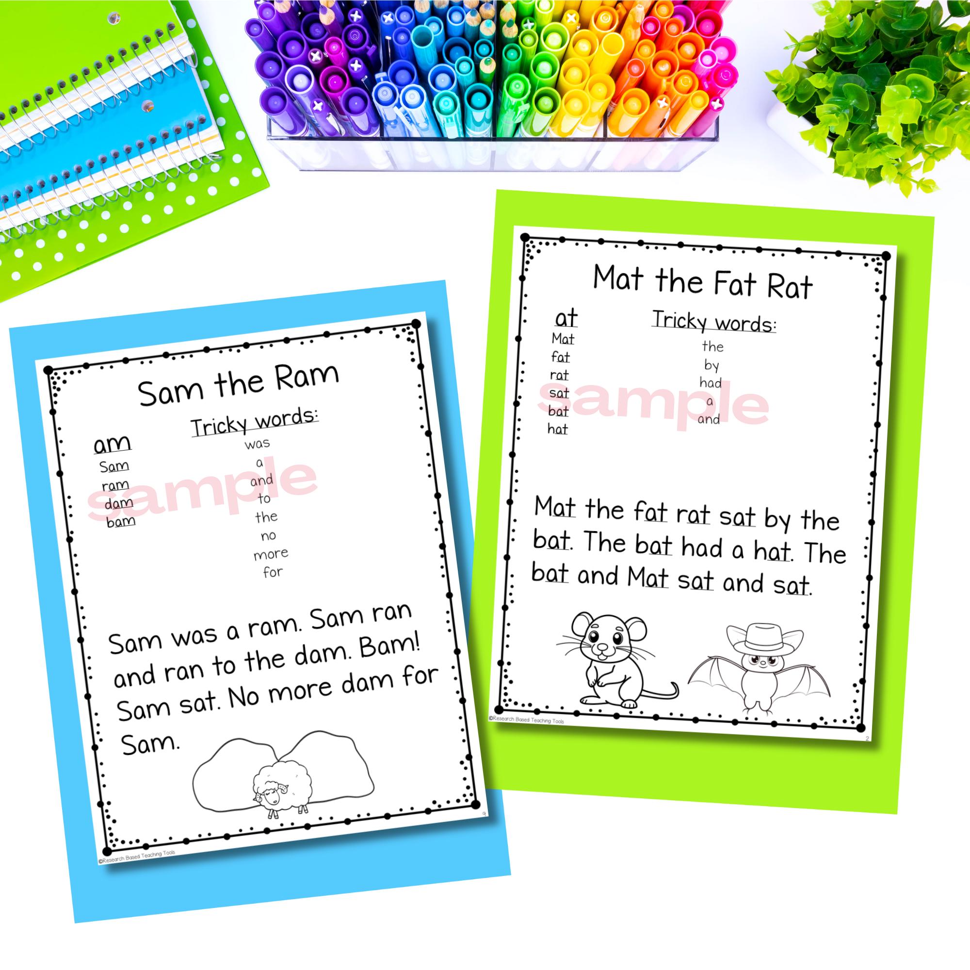 Short Vowel A CVC Word Family Stories: Phonics Fluency Passages for K-1 ...