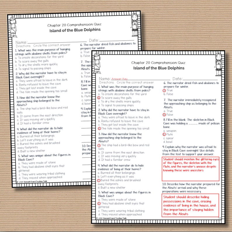 Island of the Blue Dolphins Chapter Quizzes | Reading Comprehension ...