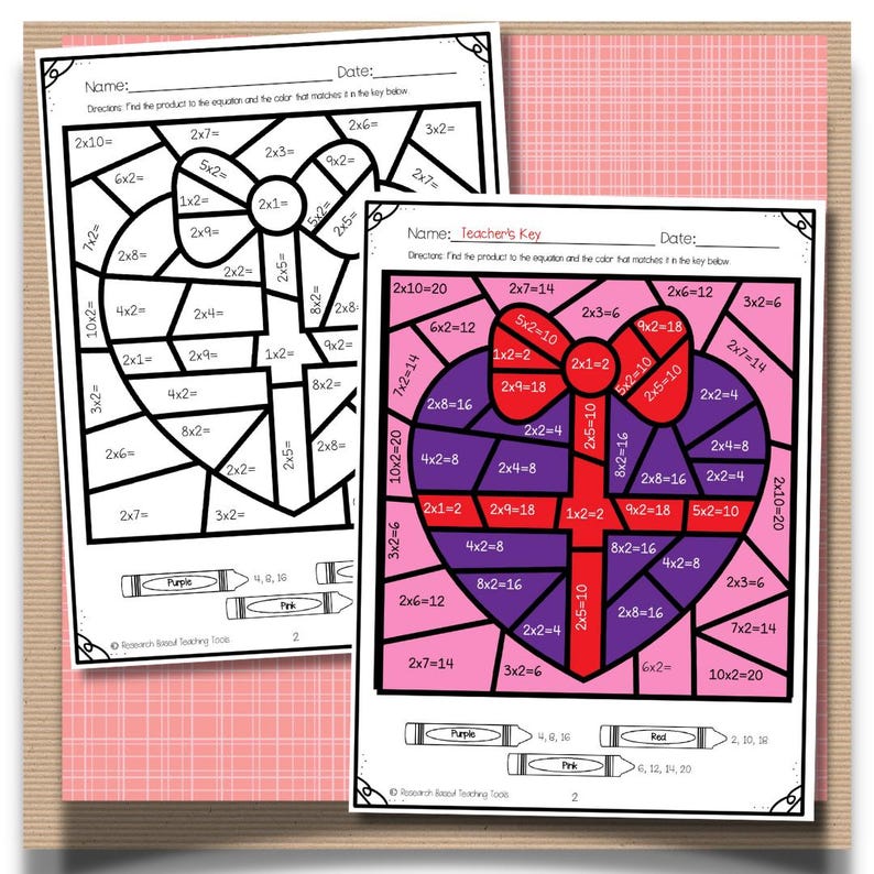 Valentine's Multiplication Coloring Sheets: Fun Math Practice for 3rd ...