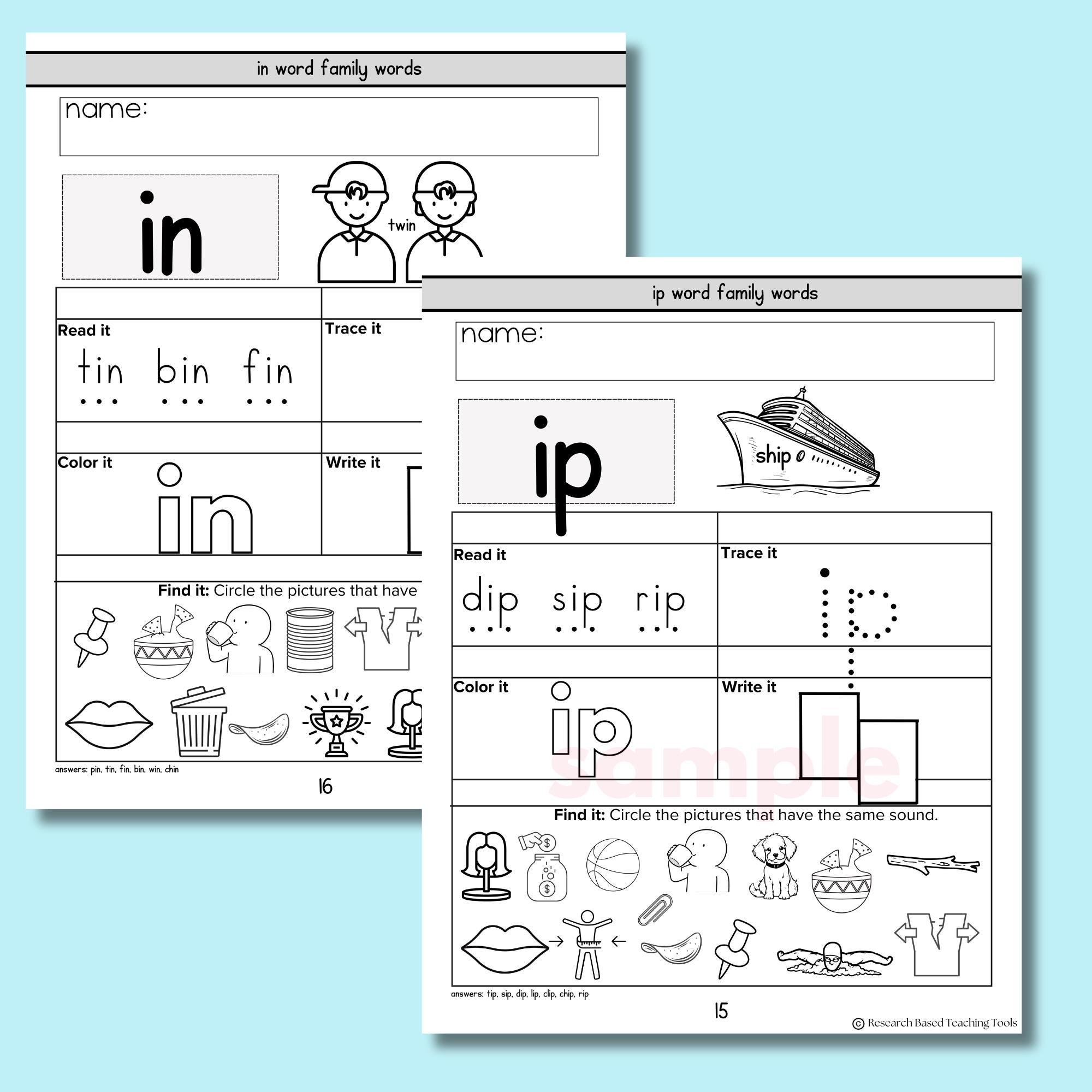 CVC Word Families Phonics Worksheets: Kindergarten & 1st Grade Reading ...