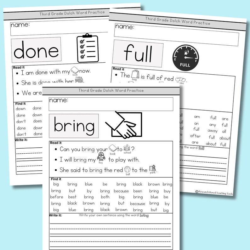 Grade 3 Dolch Sight Words: Fluency & Comprehension Worksheets for ...