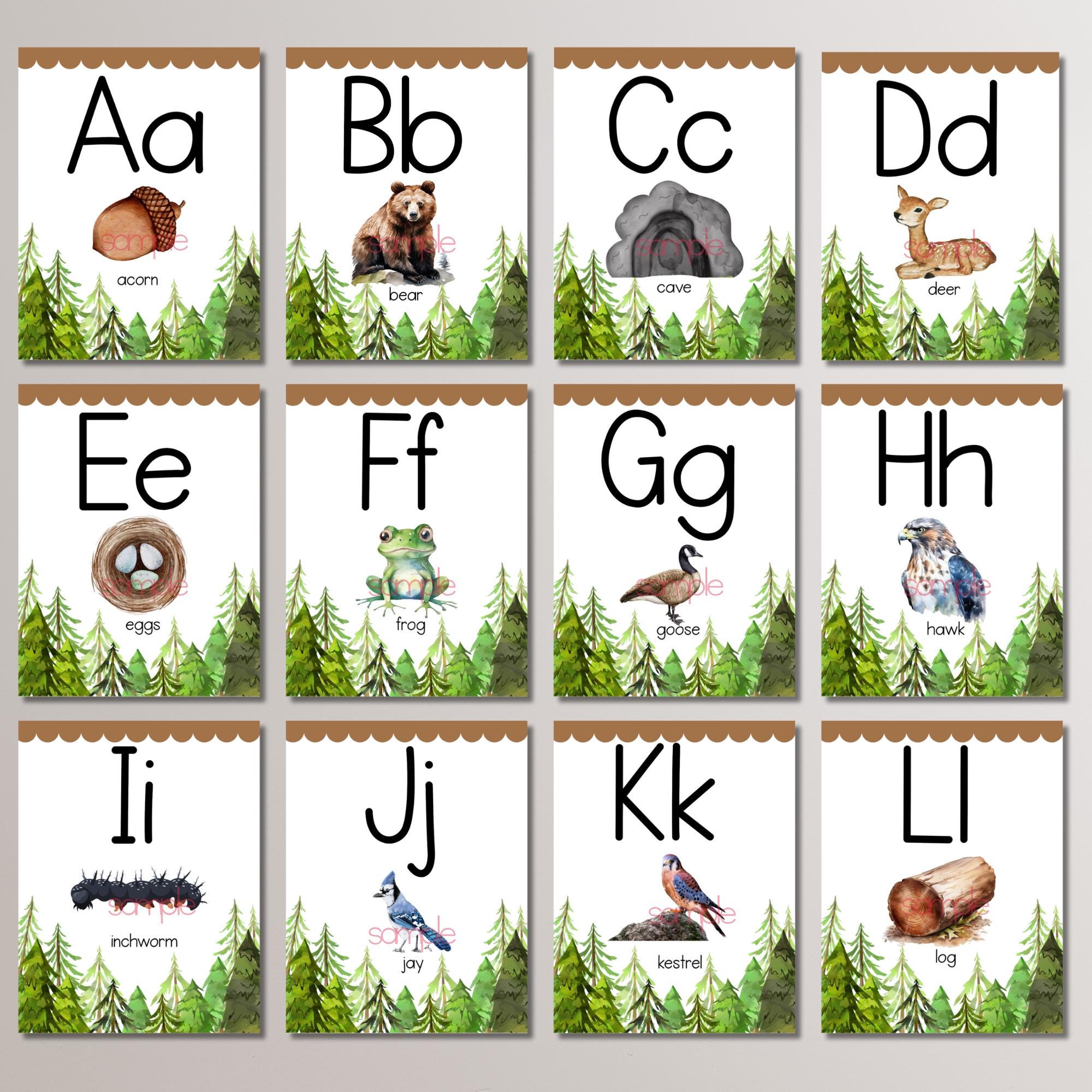 Woodland Nature Alphabet, Number Frame & Hand Signal Posters: Earthy ...