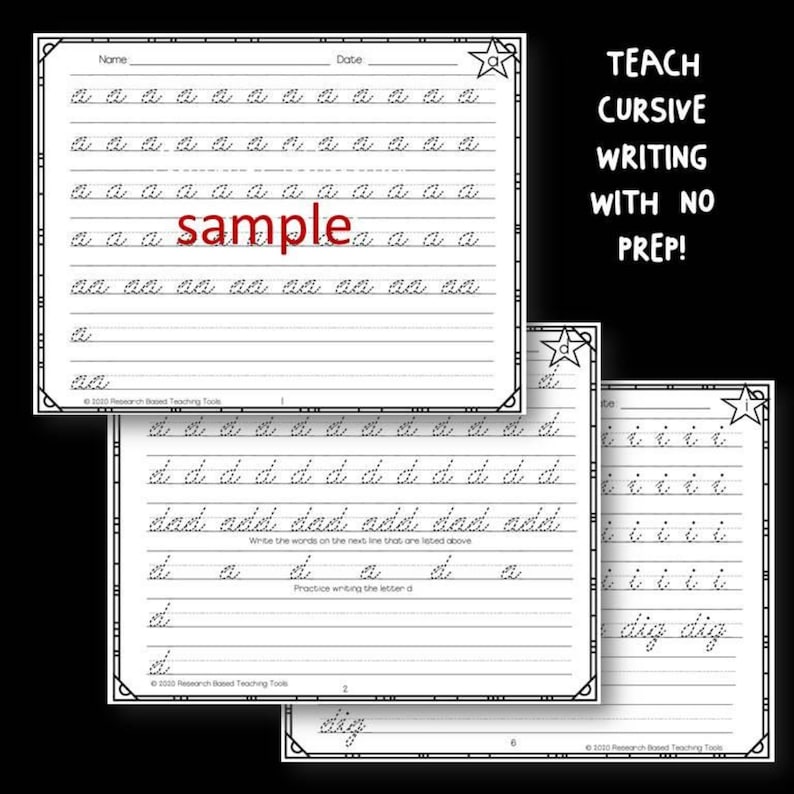 Cursive Writing Practice Worksheet Printable Workbook Script - Etsy