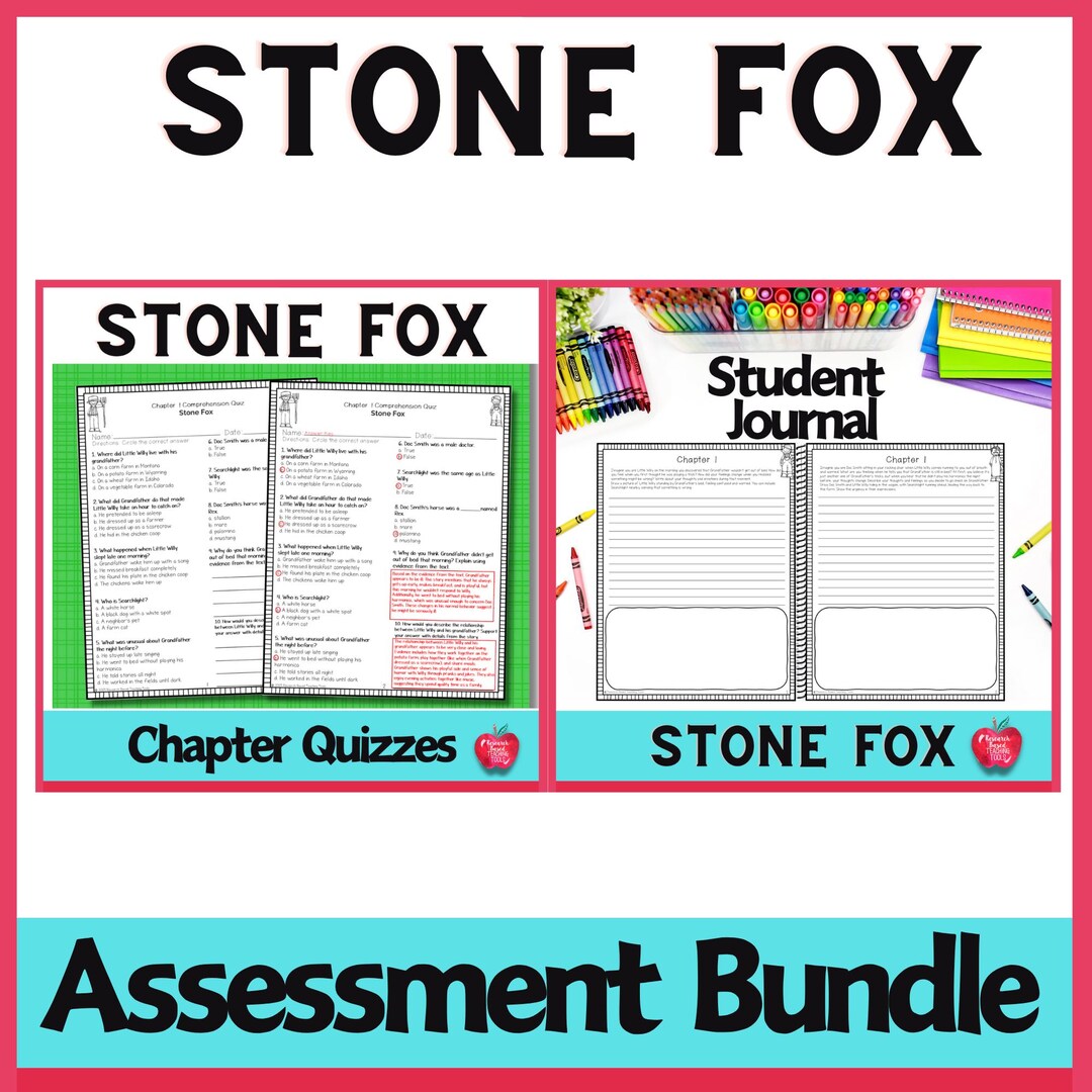 Stone Fox Novel Study: Reading Journal, Quiz Pack & Writing Prompts for ...