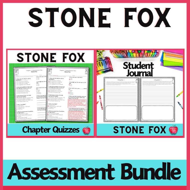 Stone Fox Novel Study: Reading Journal, Quiz Pack & Writing Prompts for ...