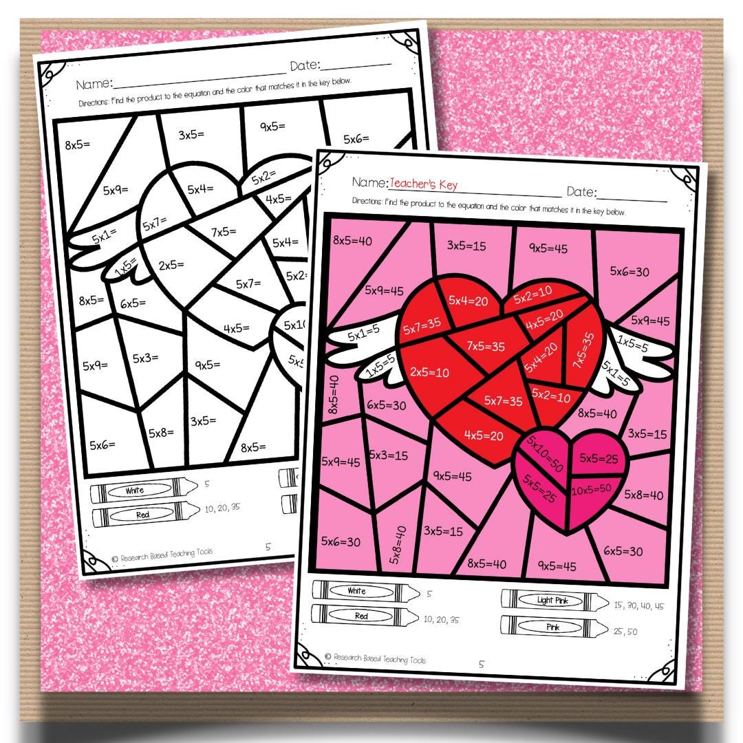 Valentine's Multiplication Coloring Sheets: Fun Math Practice for 3rd ...