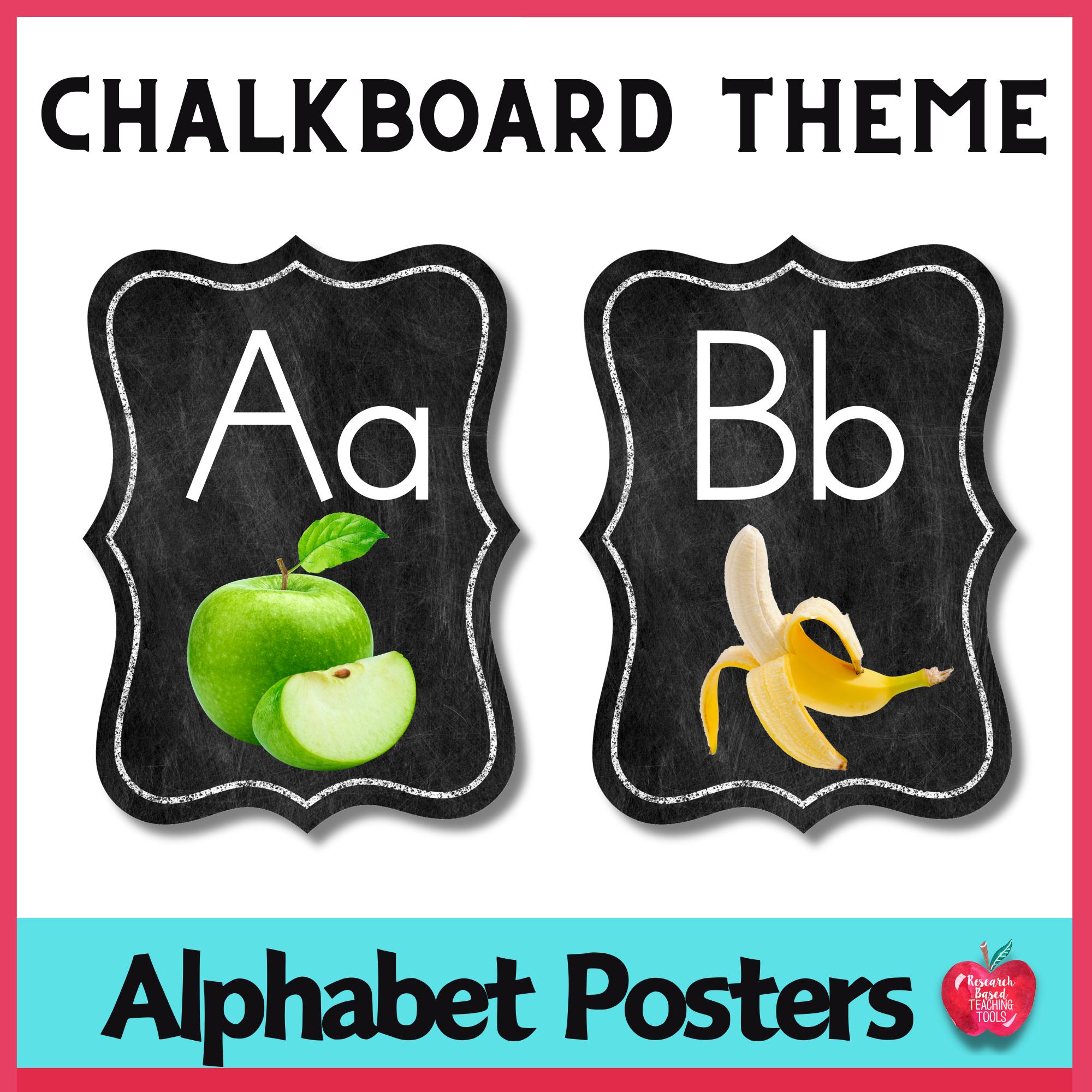Chalkboard Alphabet Posters A-Z: Classroom Decor for Preschool ...