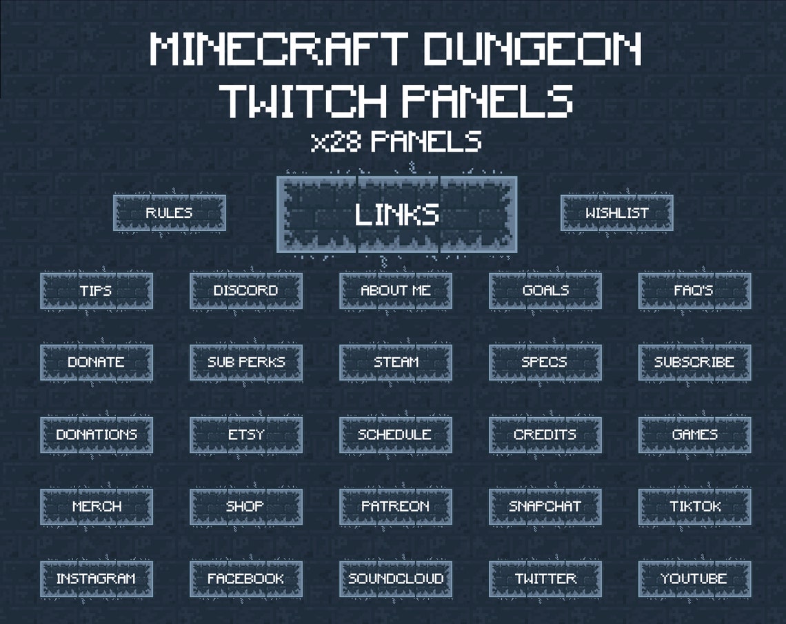 Minecraft Dungeon Twitch Panels Pixel Twitch Panels Gaming Twitch ...