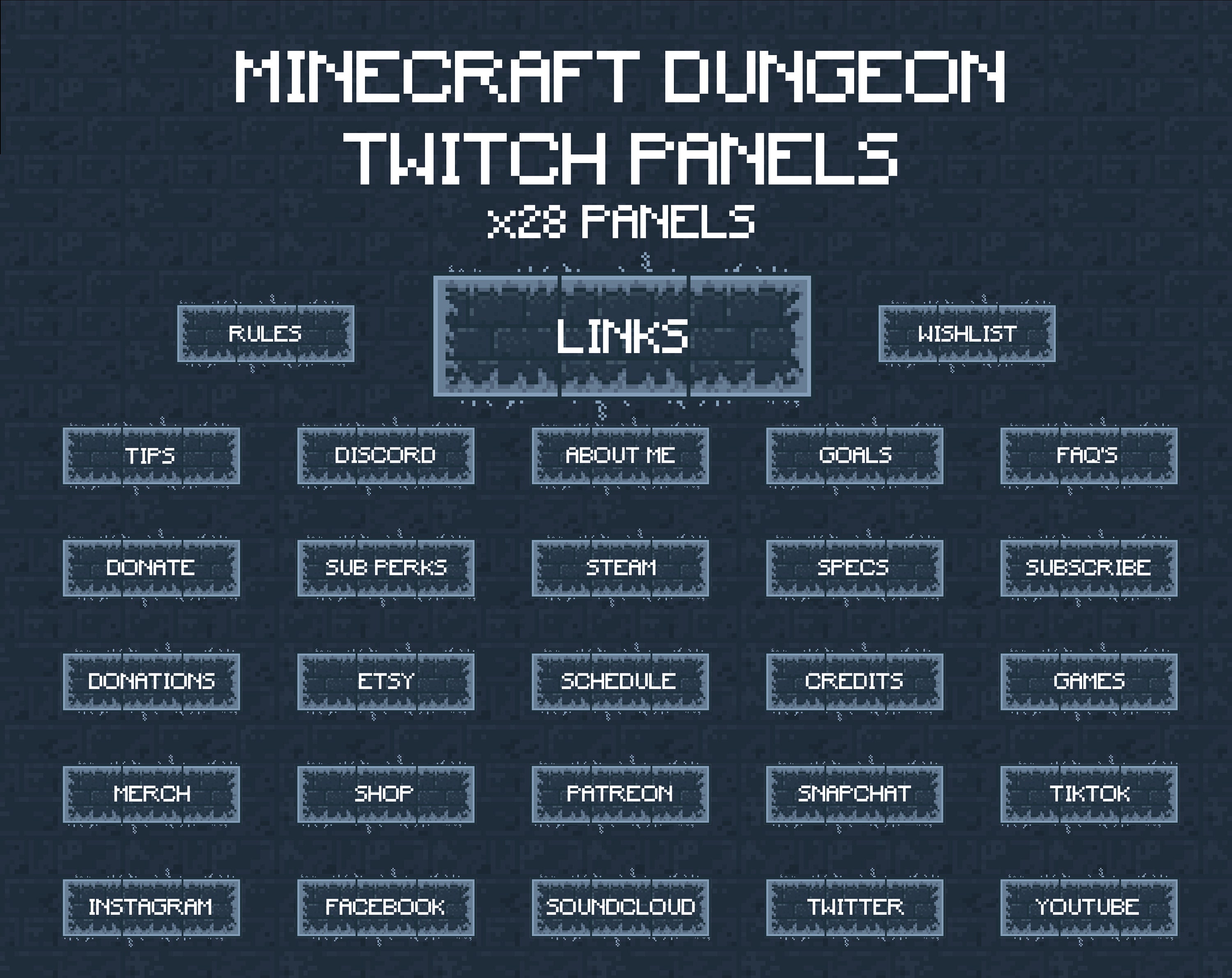 Minecraft Dungeon Twitch Panels Pixel Twitch Panels Gaming - Etsy Australia