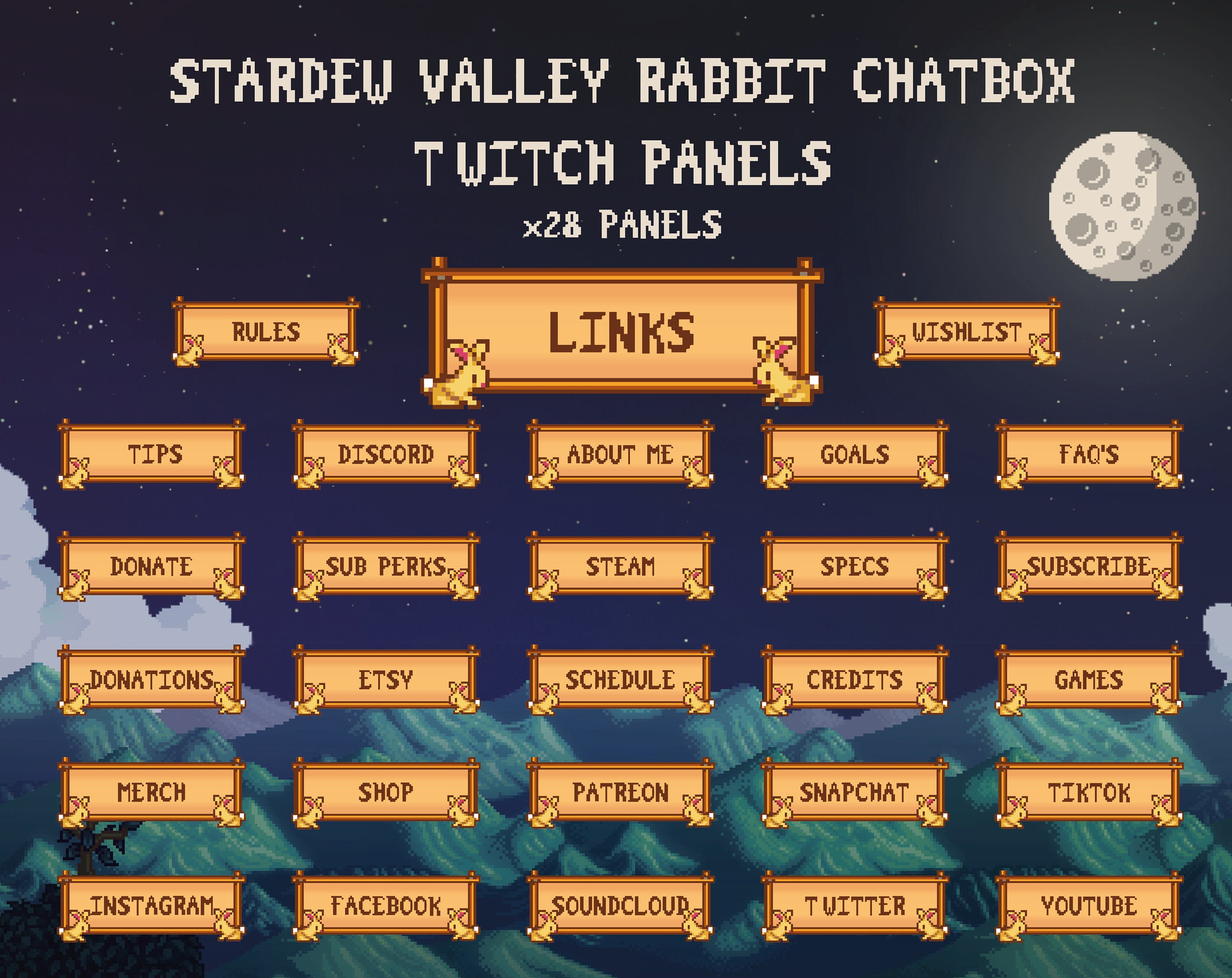 Stardew Valley Chatbox With Bunnies Twitch Panels | Pixel Twitch Panels ...