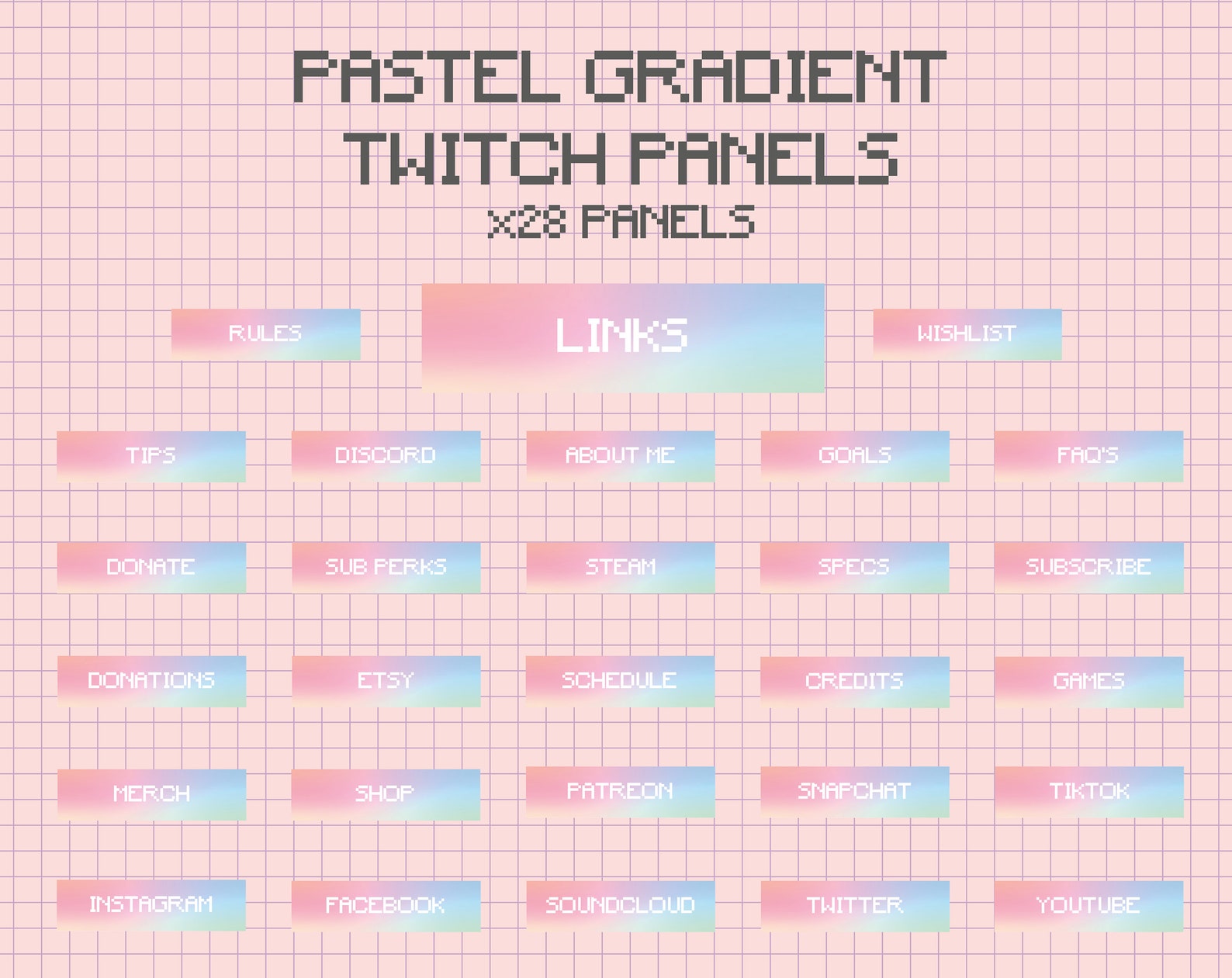 Pastel Gradient Twitch Panels | Pixel Twitch Panels | Gaming Twitch ...