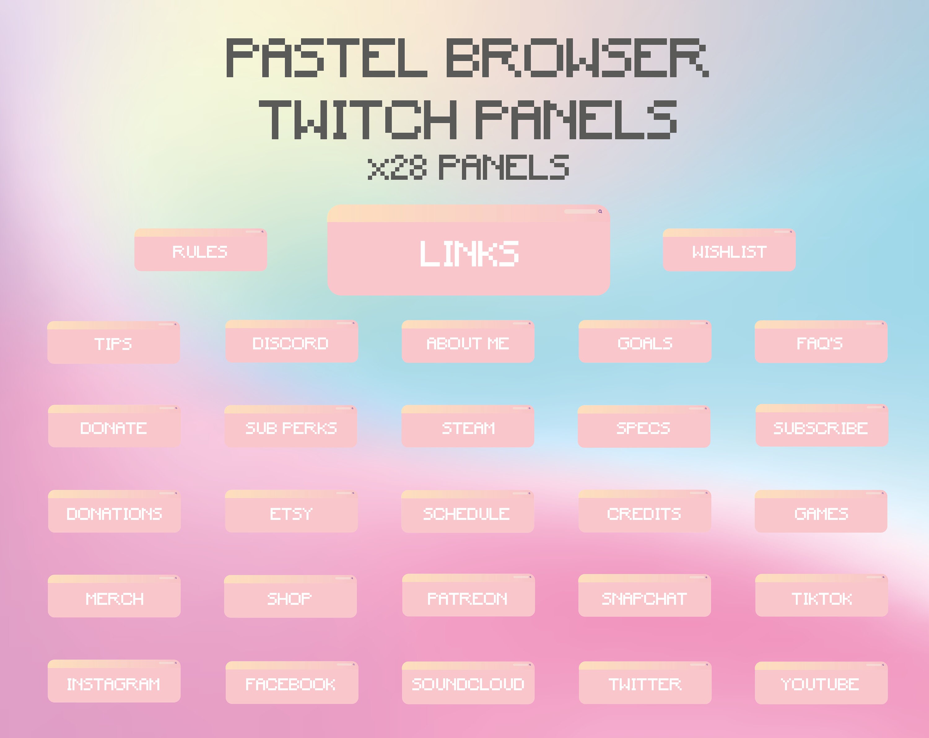 Pastel Browser Twitch Panels | Pixel Twitch Panels | Gaming Twitch ...